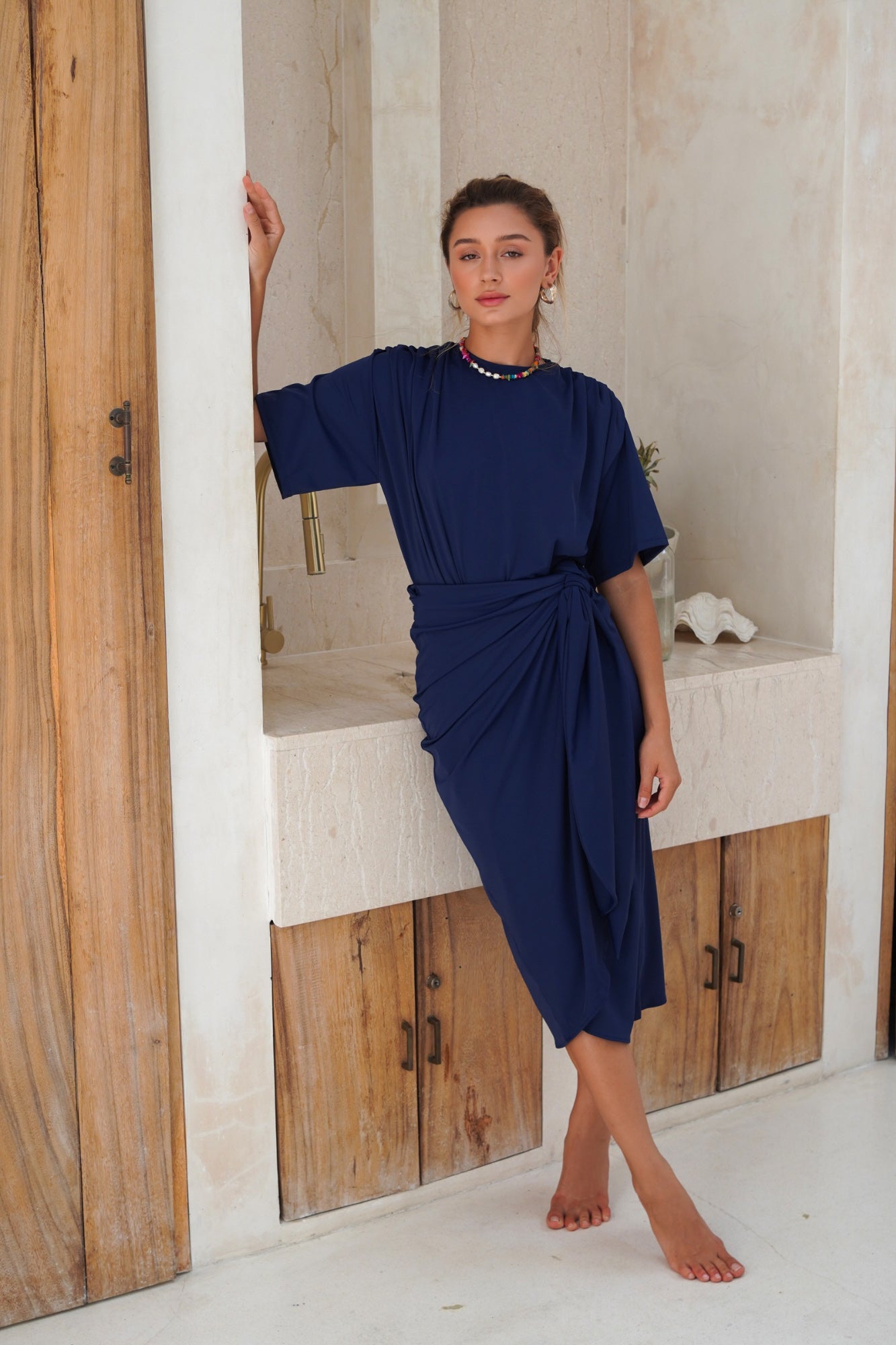 ANAVA PARIS I Modest Swimwear I Mona set with Ana Wrap Skirt - Navy