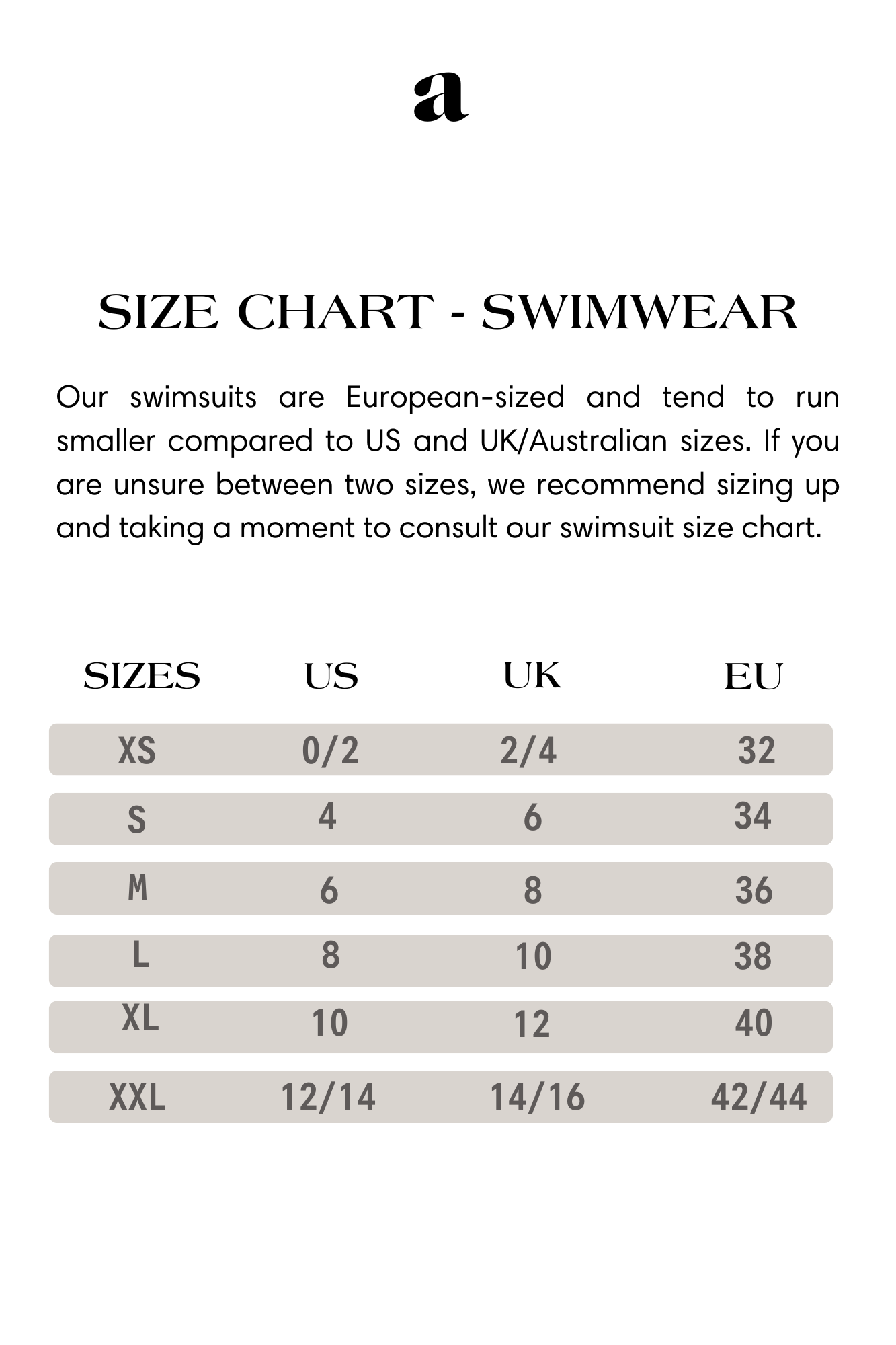 Anava Paris I Modest Clothing Store I Size Guide Care